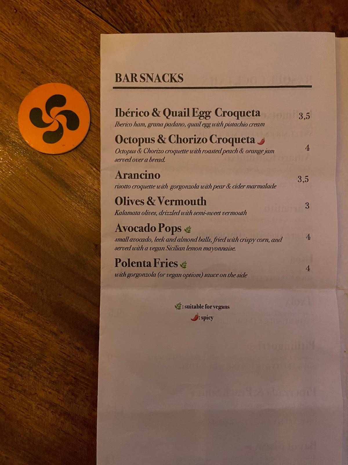 Menu em Quattro Teste pub & Bar, Lisboa