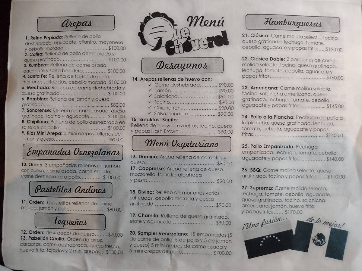 Carta del restaurante Que Chévere, Dresde