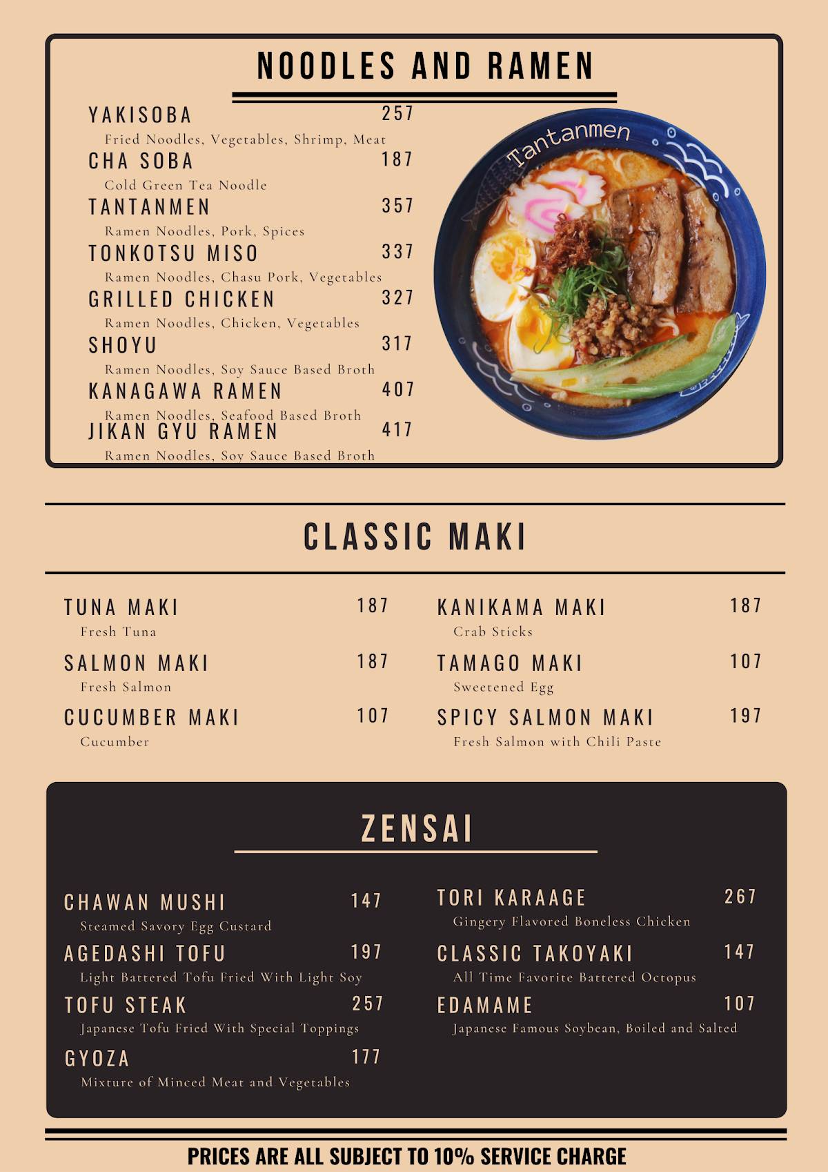 Menu at Shokudo Timog Restaurant, Quezon City