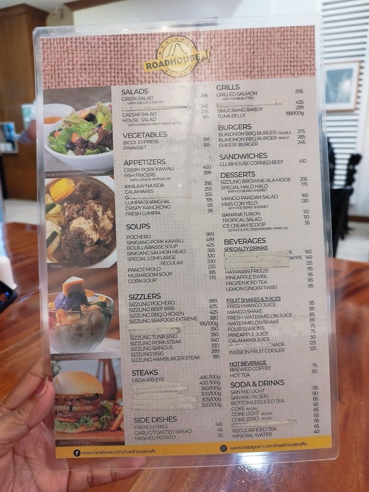 Menu at ROADHOUSE cafe, Davao City, SM CITY DAVAO Building