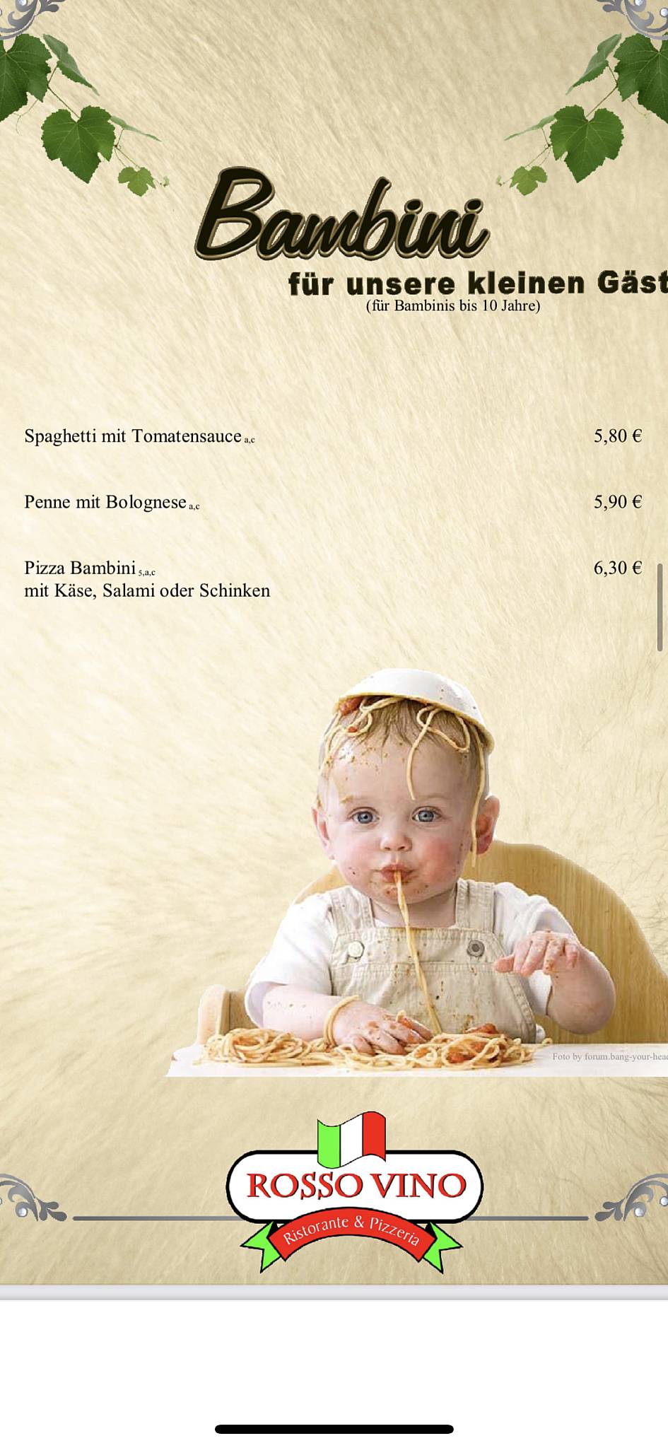 Speisekarte von ROSSO VINO restaurant, Radebeul