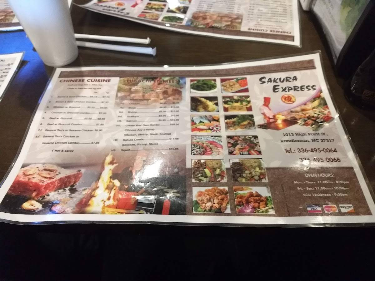 Menu at Sakura Express restaurant, Randleman, High Point St