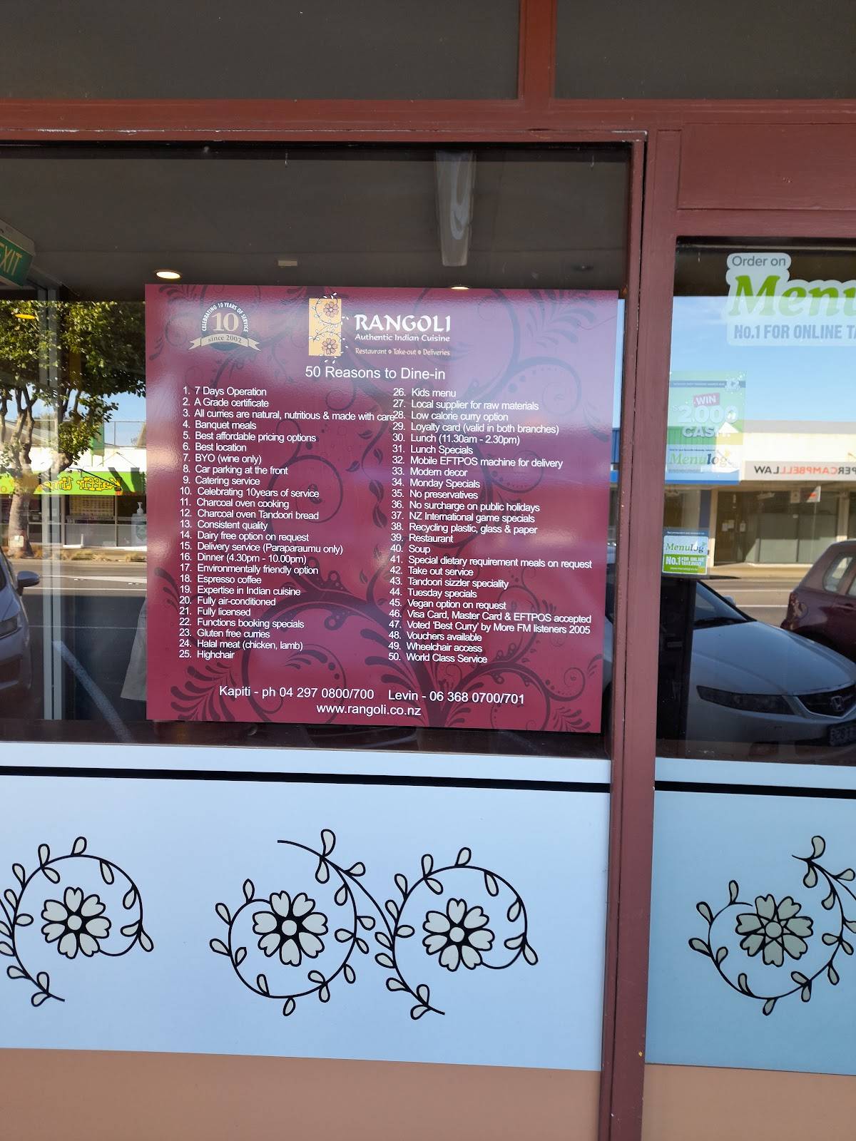 Menu at Rangoli Indian Restaurant, Levin