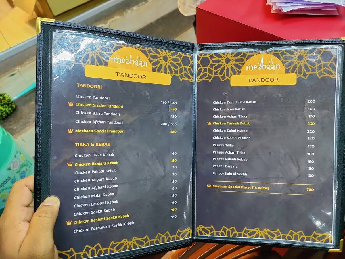 Menu at Mezbaan - The King of Tandoor, Ratnagiri