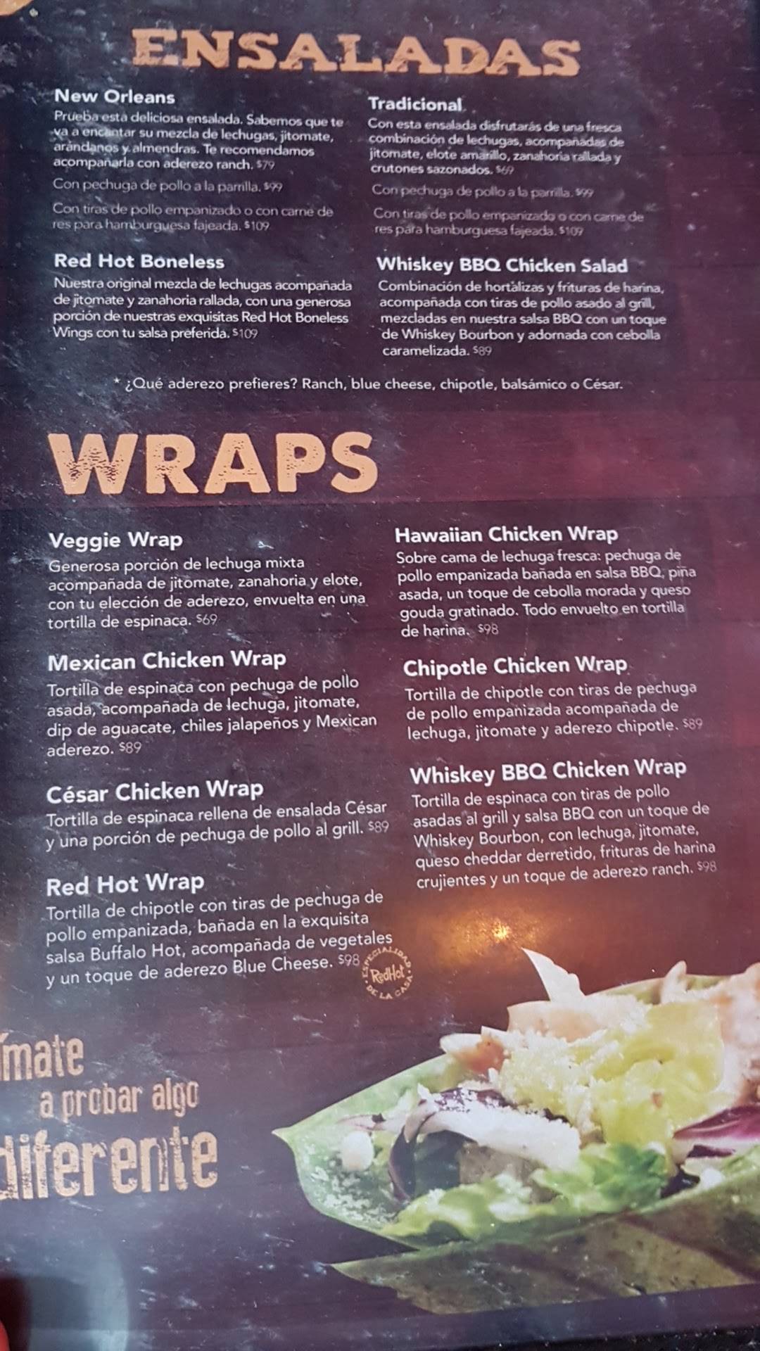 Carta del restaurante Red Hot Grill Ciudad Lázaro Cárdenas, Lázaro Cárdenas
