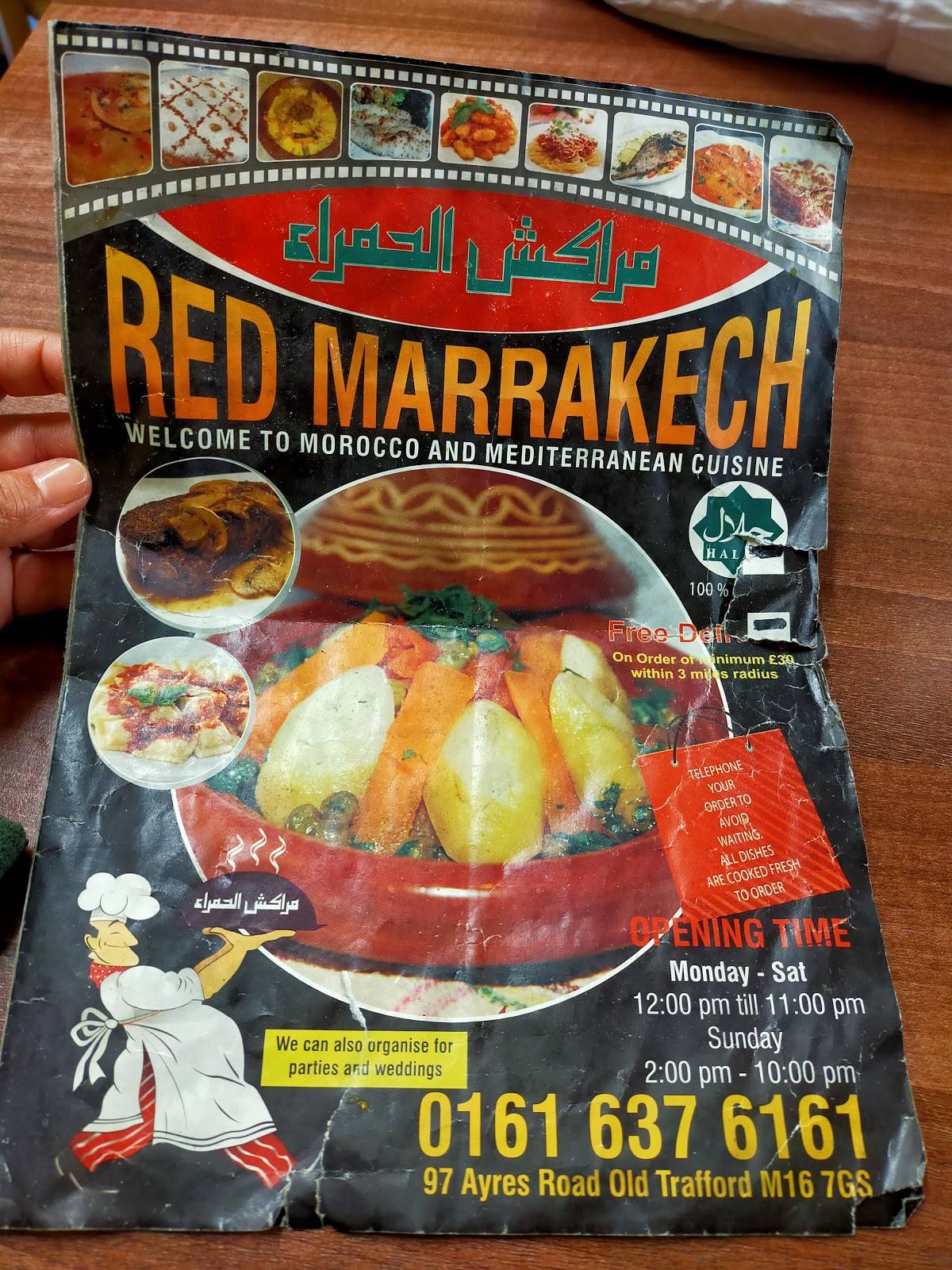 Menu at Red Marrakech restaurant, Stretford, 97 Ayres Rd