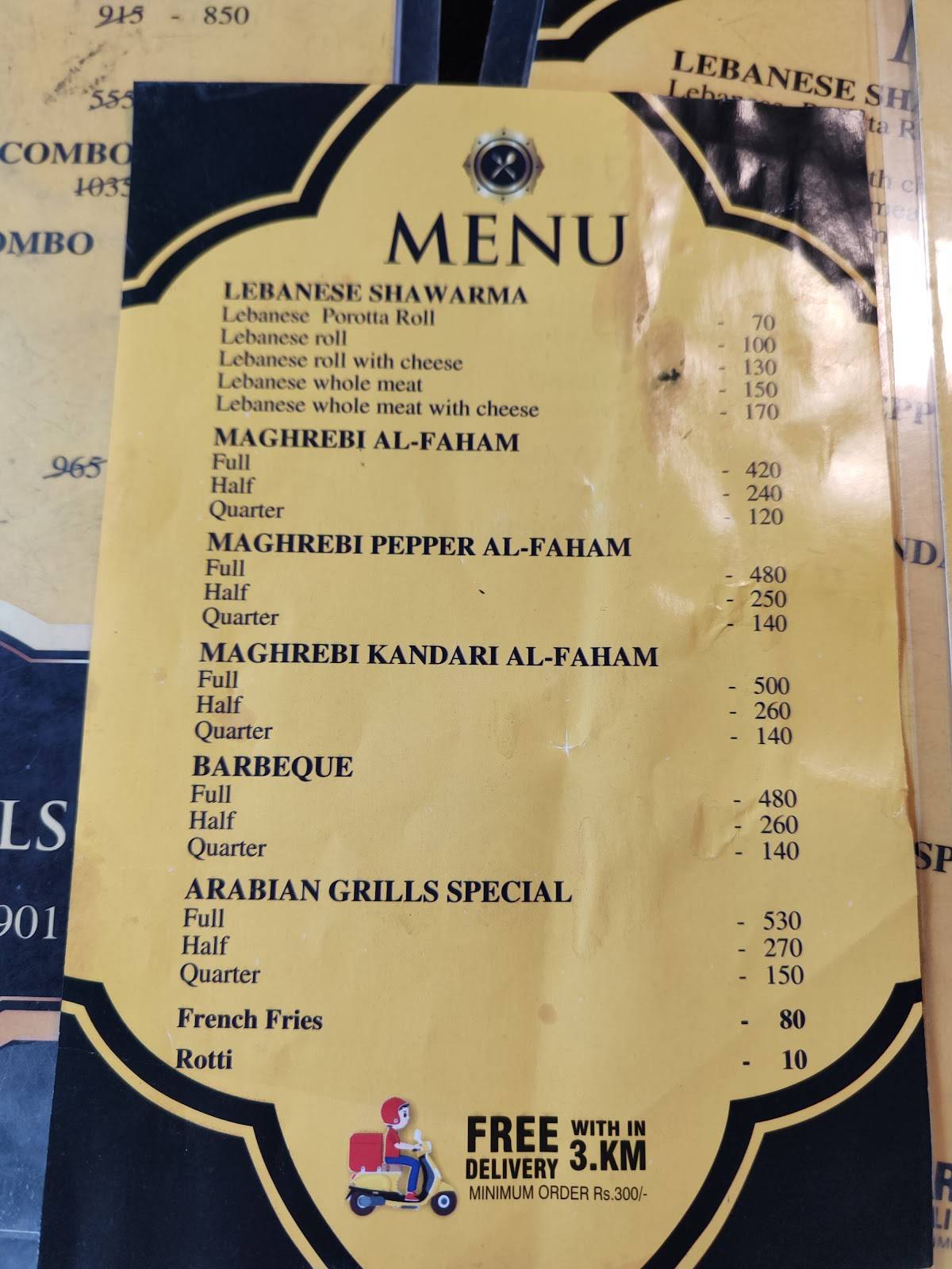 Menu at Arabian Grills Munnar, Munnar