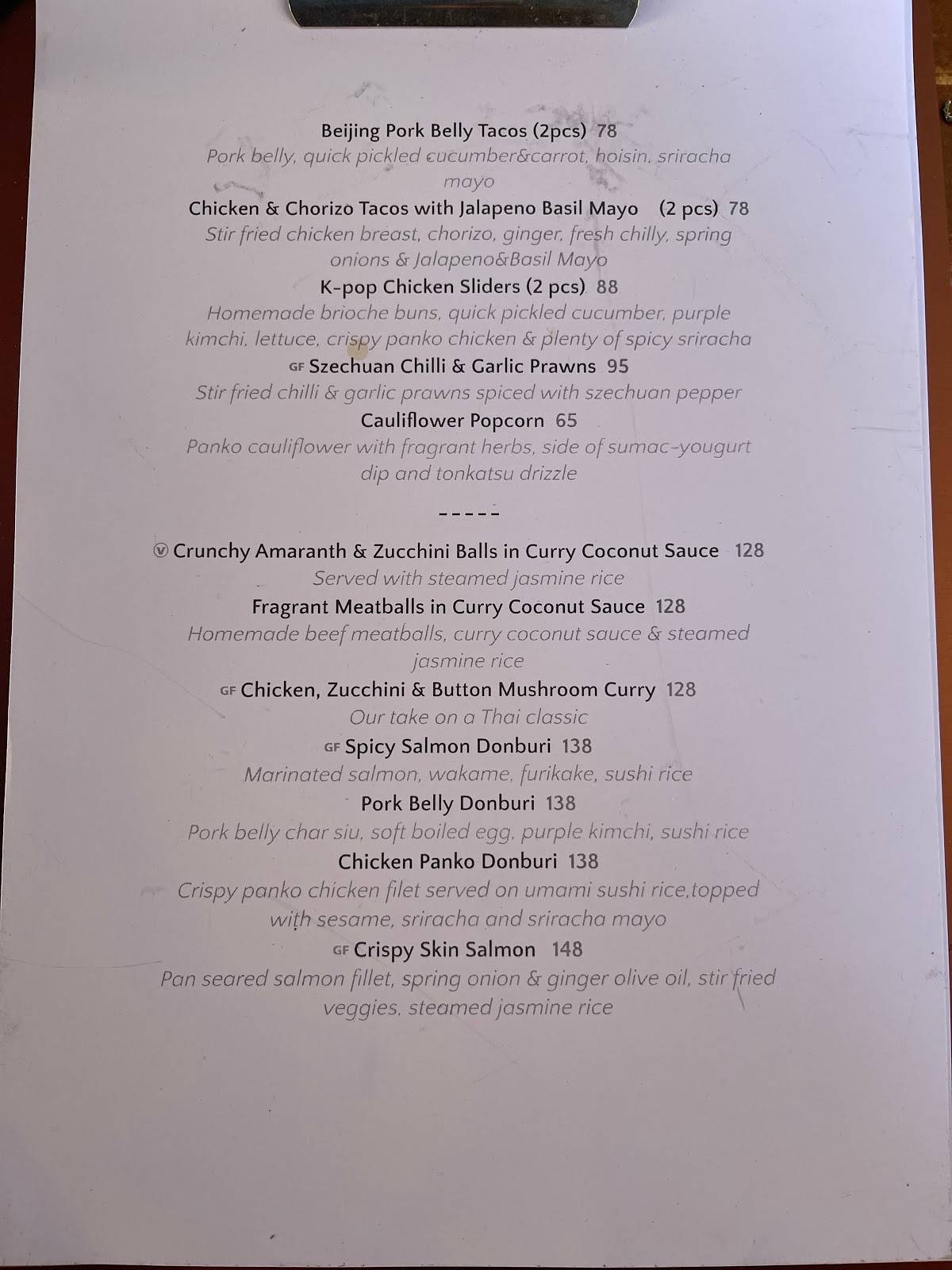 Menu at Azur restaurant, Dubrovnik
