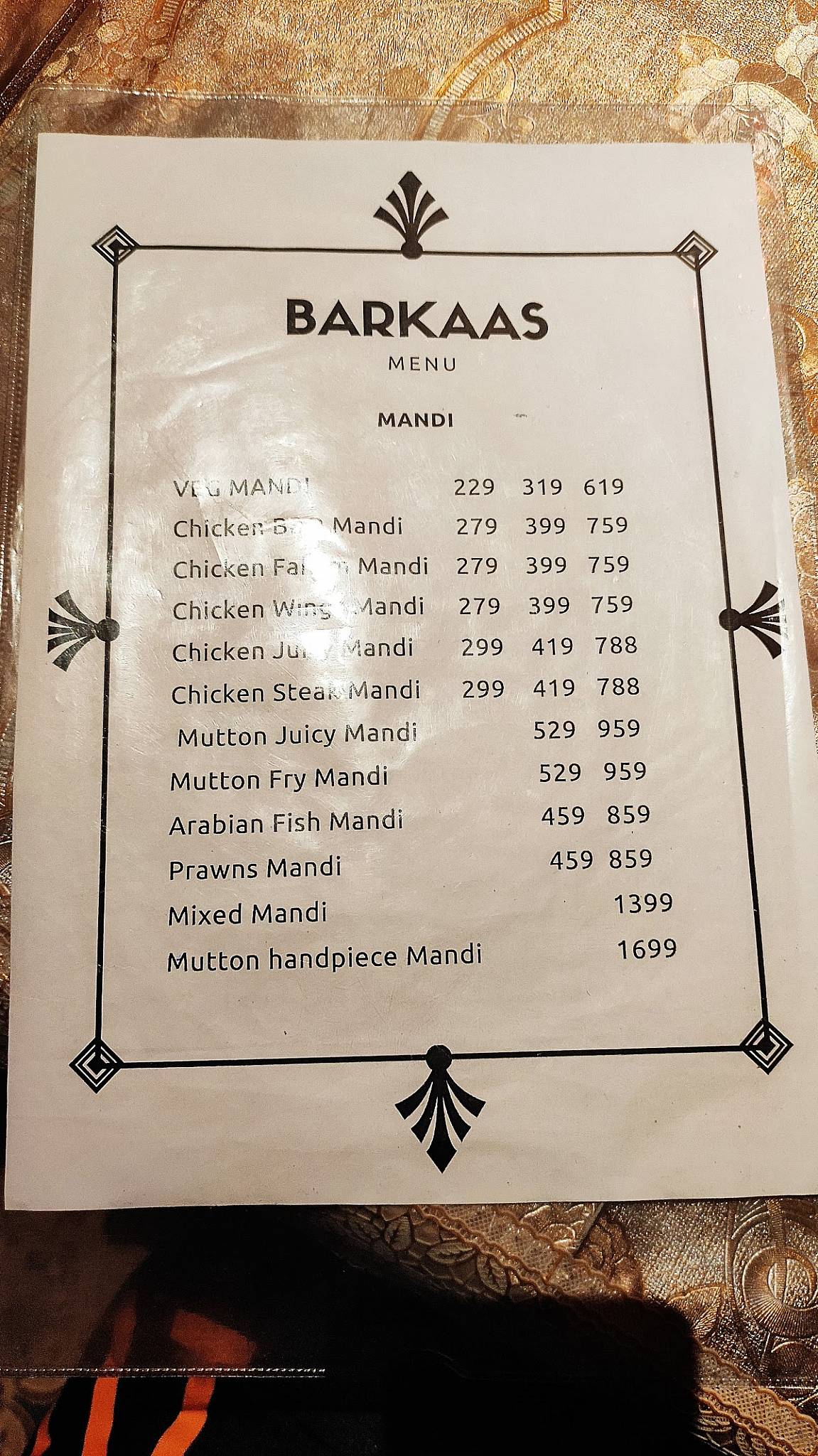 Menu at Barkas Arabian Kitchens, Rajahmundry, Near