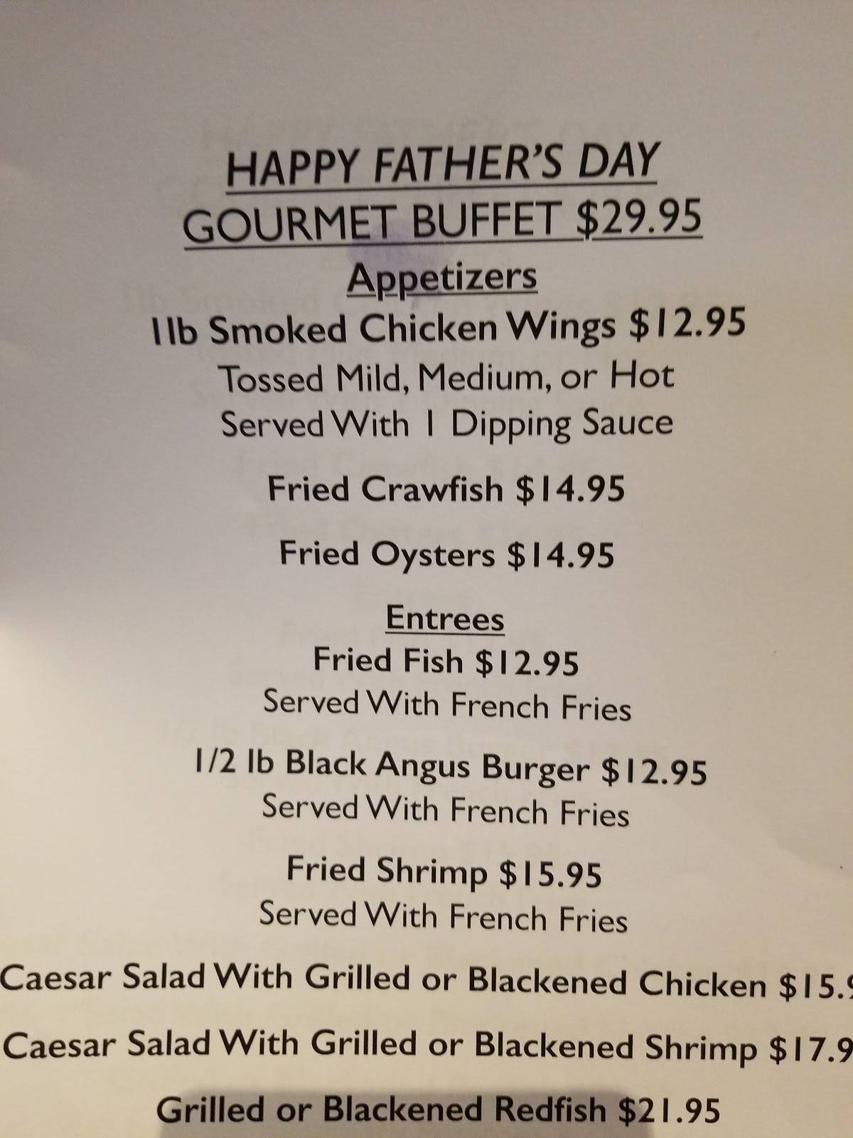 Menu at Blue Water Bay restaurant, Melrose