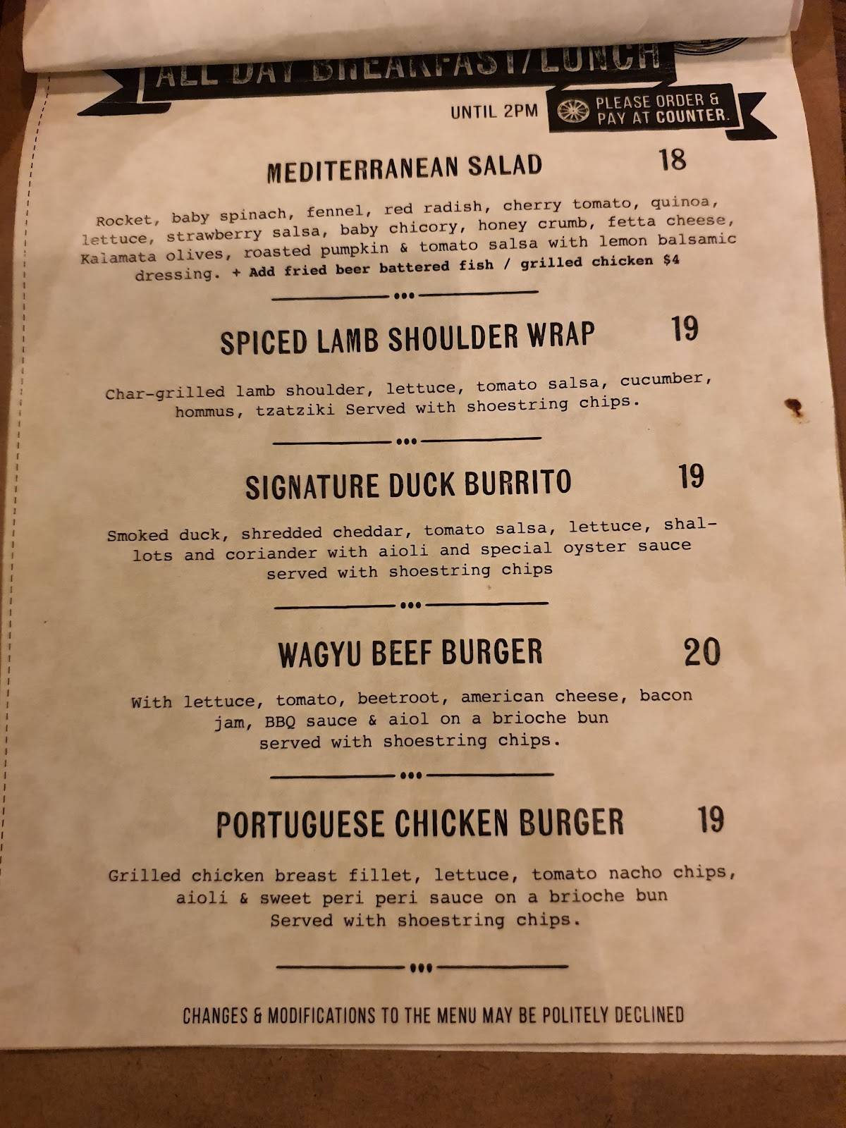 Menu at Cafe Once Upon a Time Normanhurst, Normanhurst