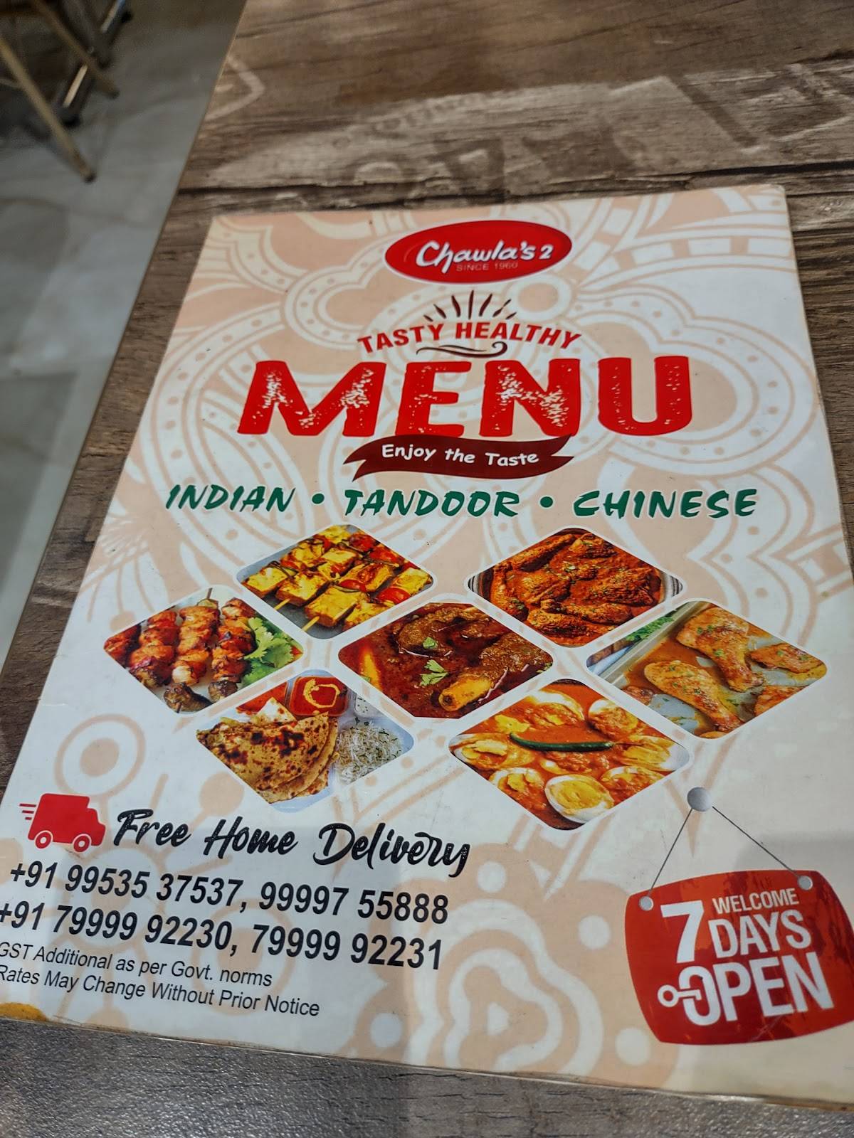 Menu at Chawla'S², New Delhi, E-1/C