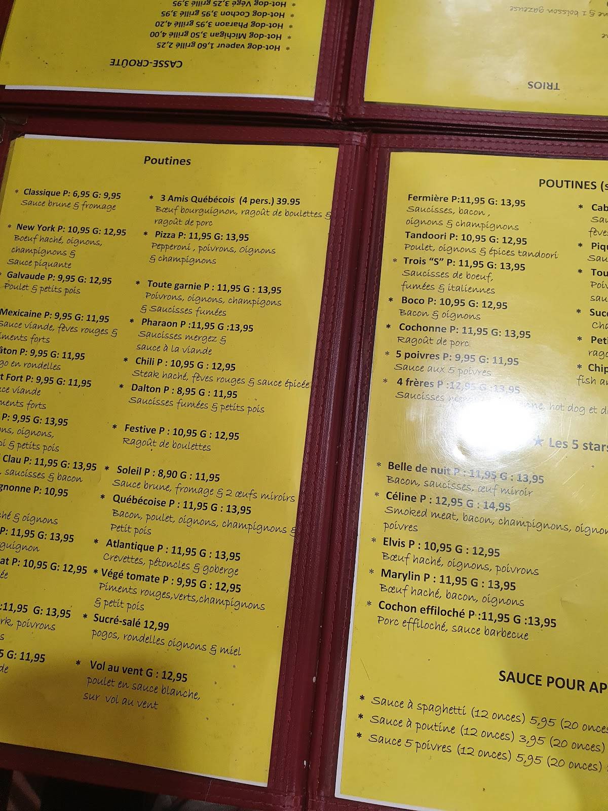 Menu at Restaurant Chez Claudette, Montréal