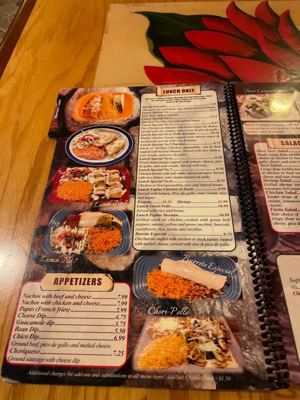 Menu at Chico Fiesta restaurant, Weirton