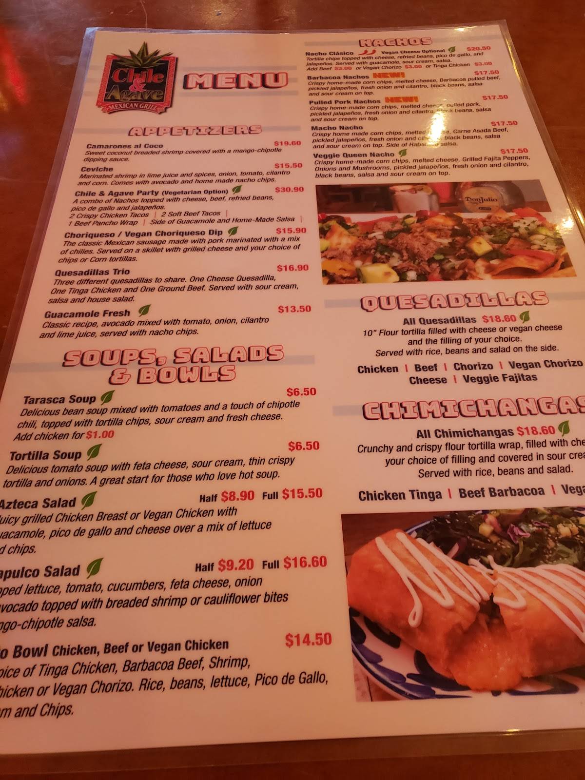 Menu at Chile & Agave Mexican Grill restaurant, St. Catharines