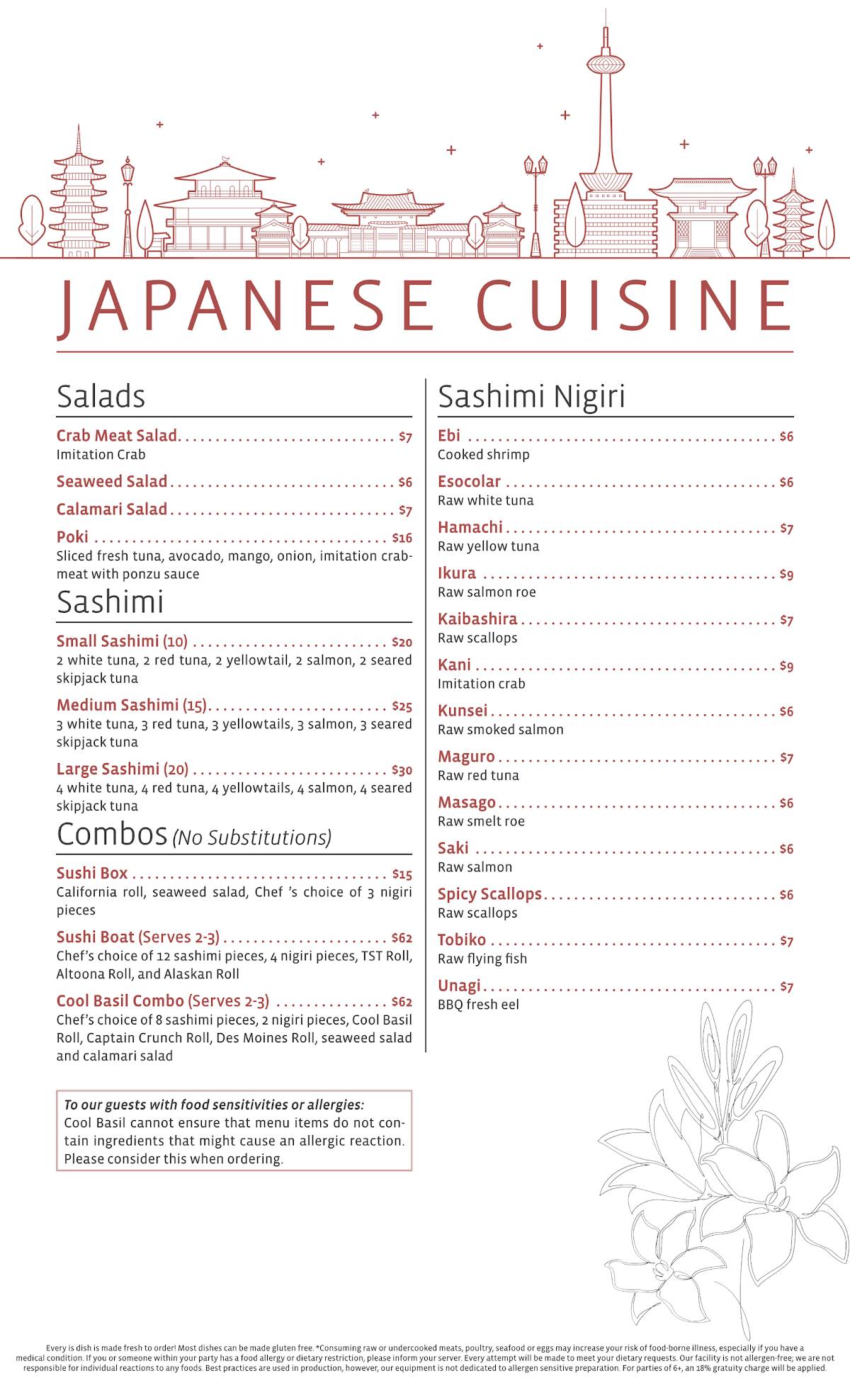 Menu at Cool Basil Altoona restaurant, Altoona