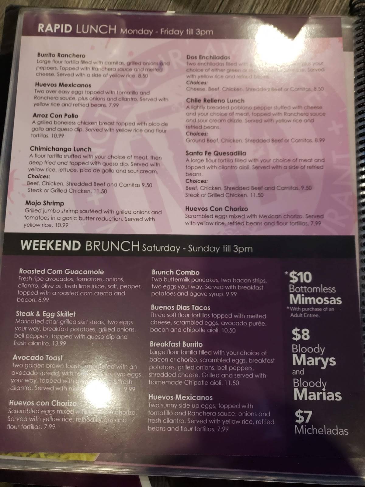 Menu at Dahlia Daytona Beach restaurant, Daytona Beach