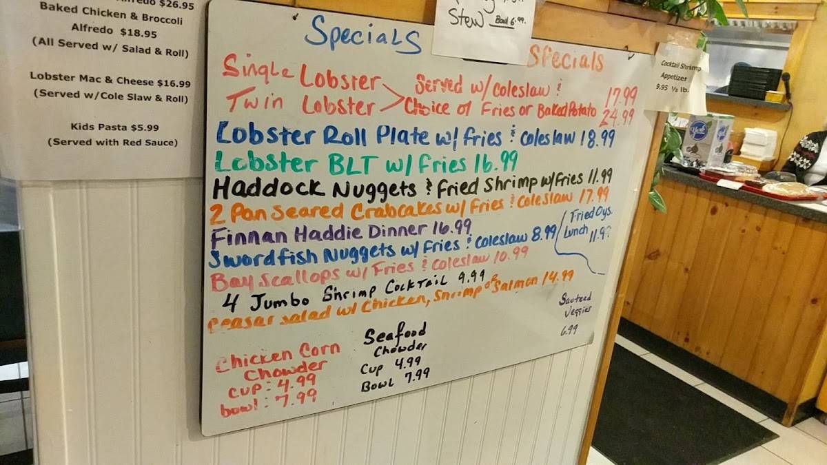 Menu at Docks Seafood restaurant, South Portland