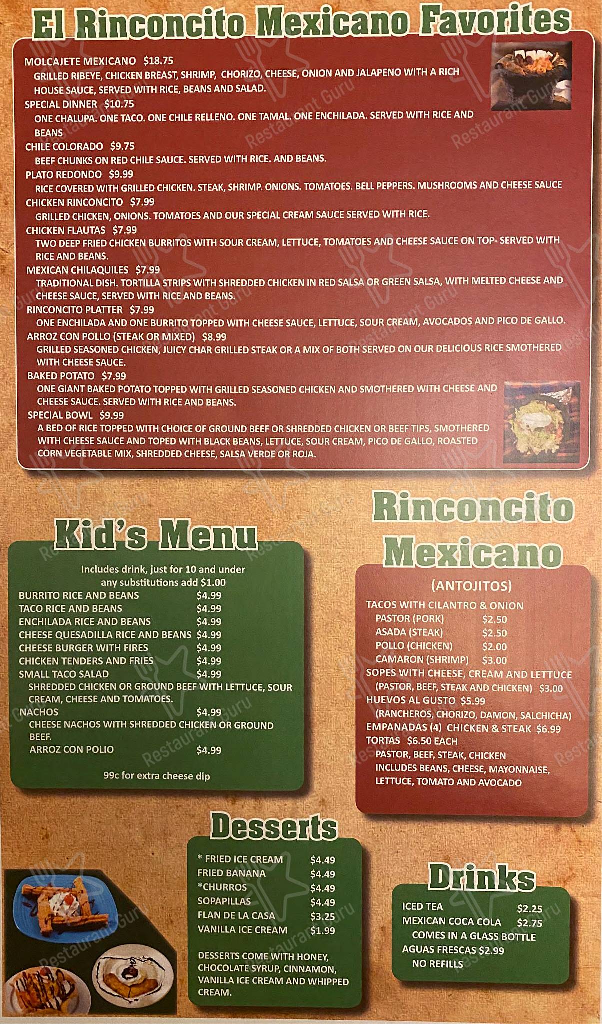 Menu at Diaz Ranchito restaurant, Morgantown