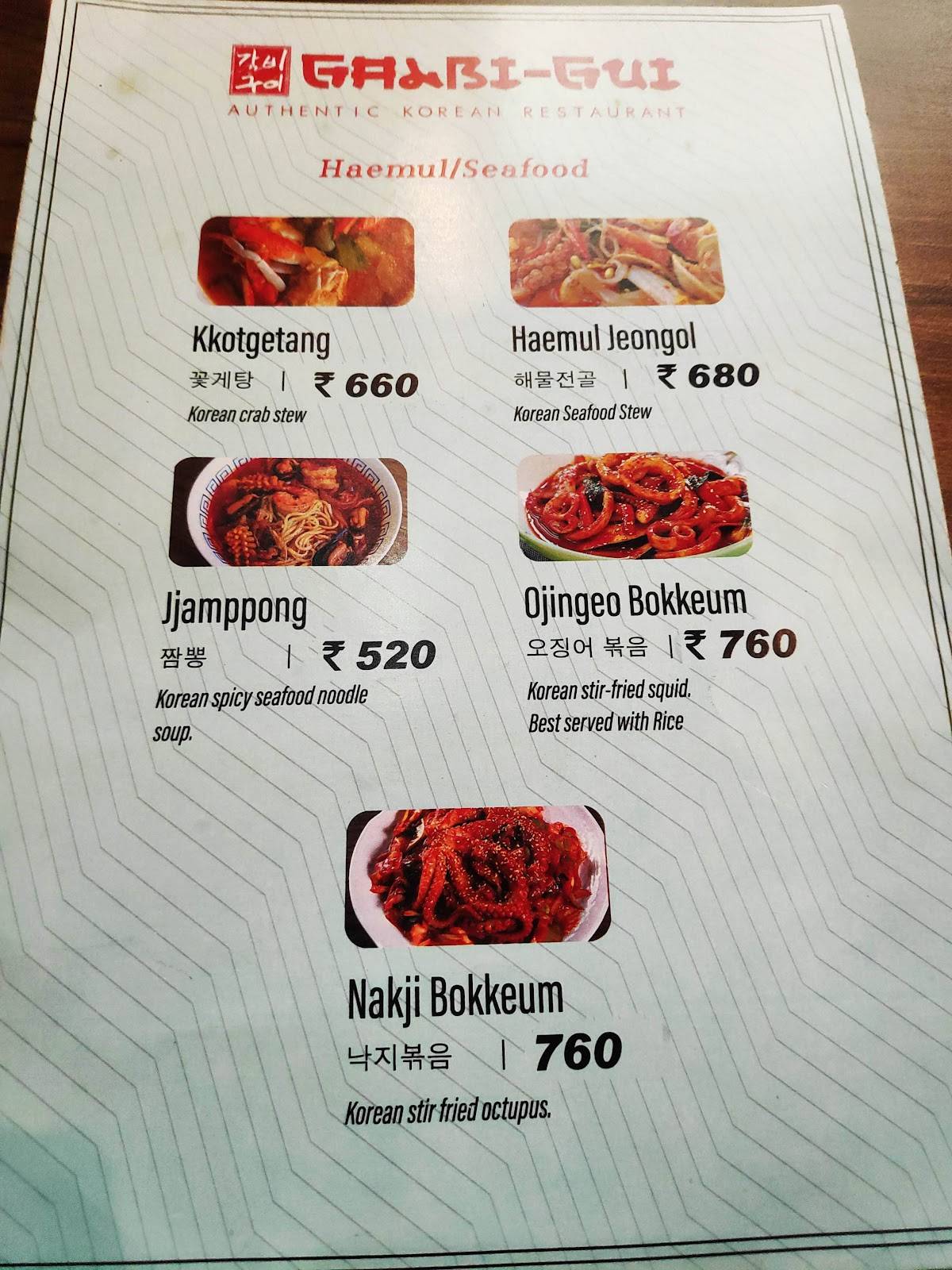 Menu at Galbi-Gui, Agartala