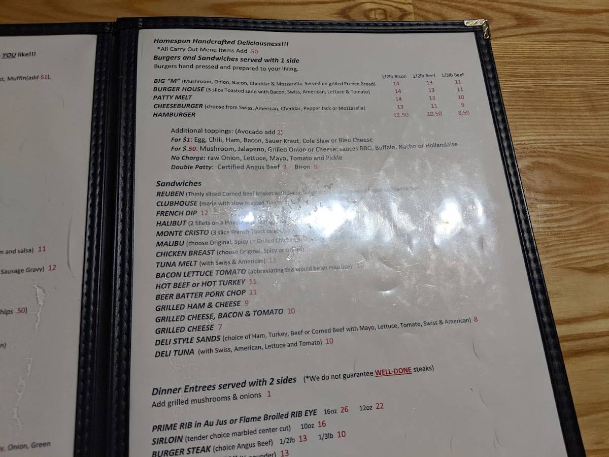 Menu at Hanging Five Restaurant, Butte