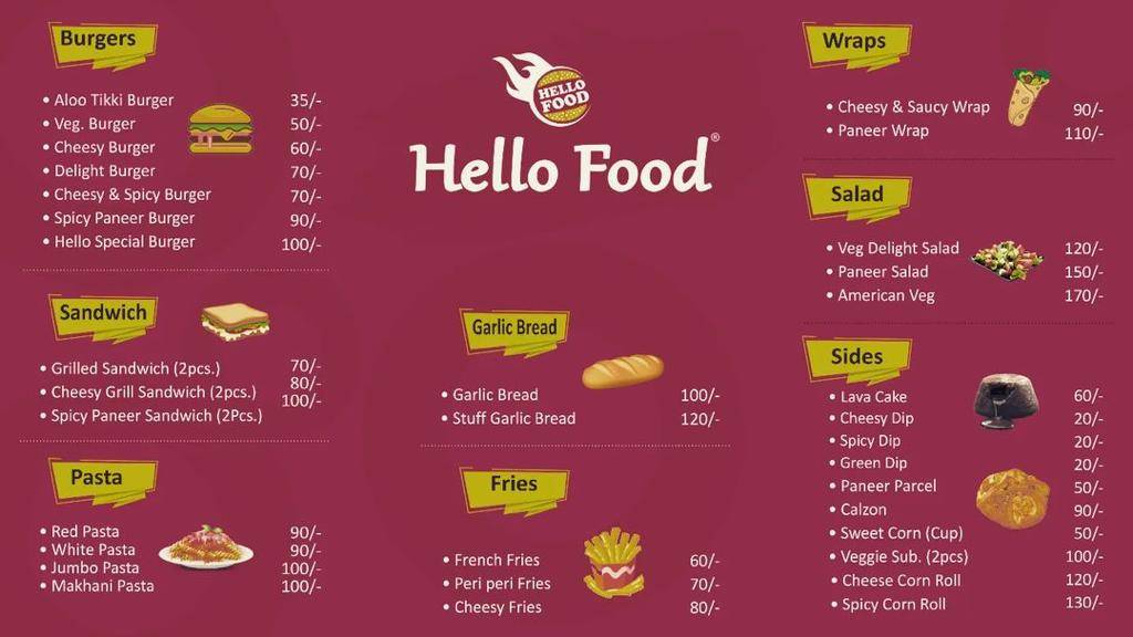 Menu at Hello Food, Rampura Phul