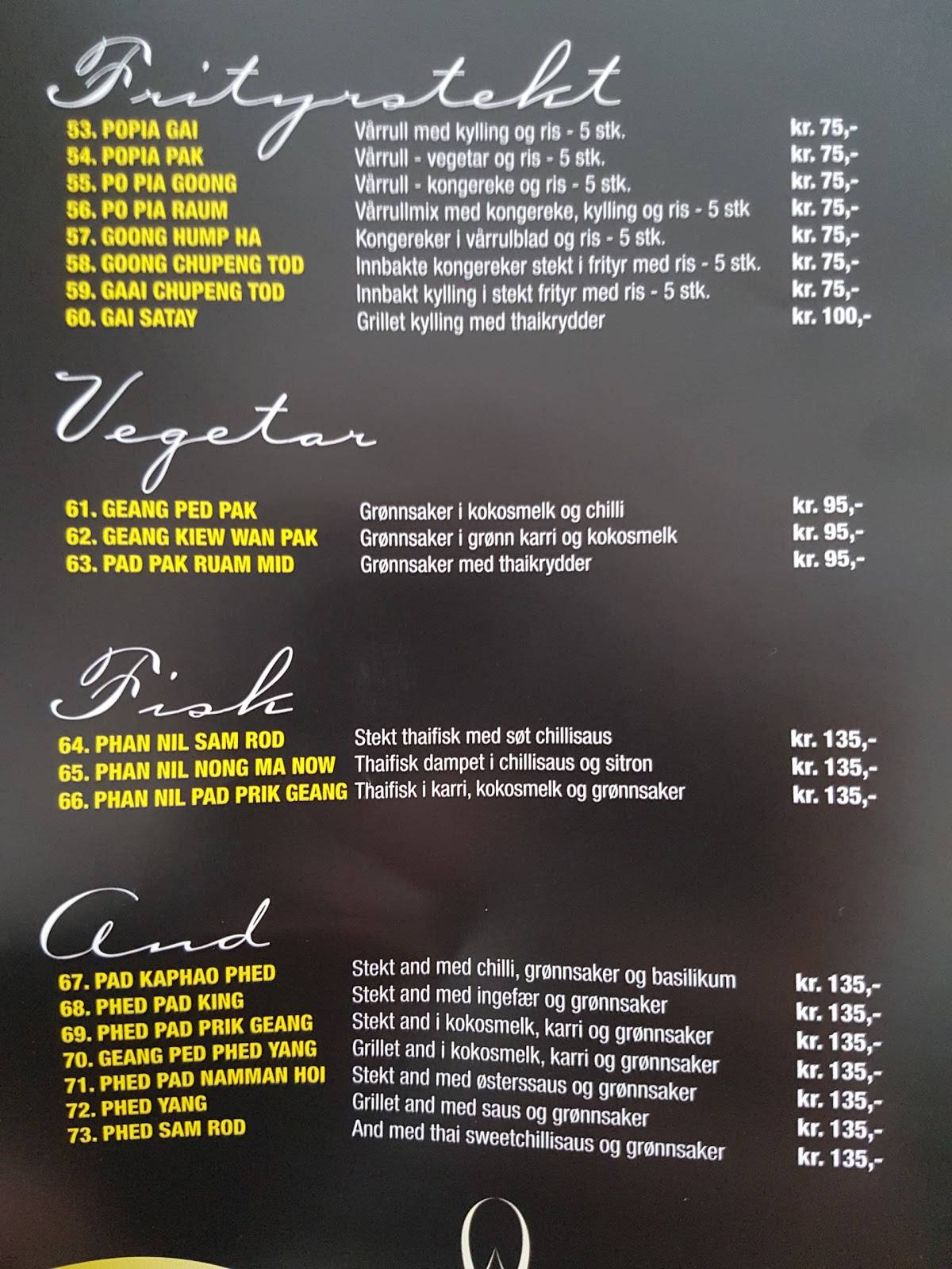 Menu at Kao Thai Take Away restaurant, Sarpsborg