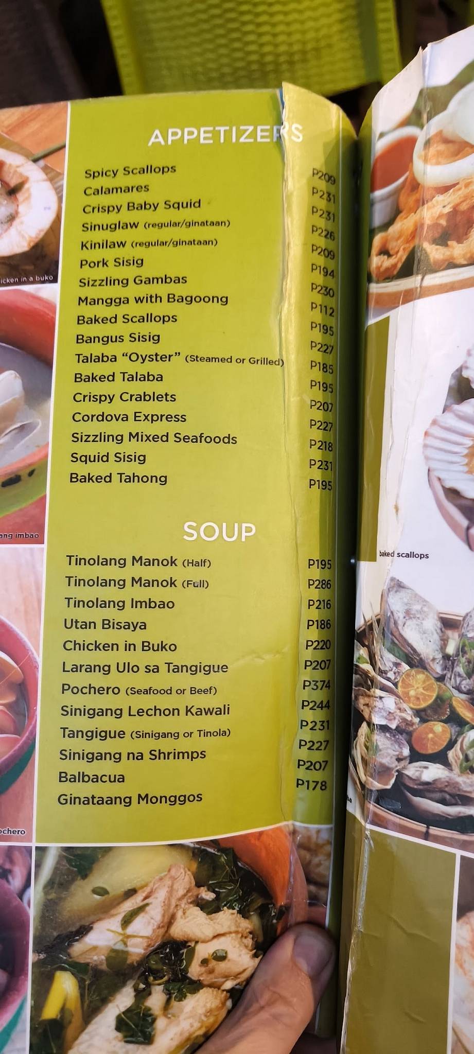 Menu at Lantaw Native Restaurant, Dumaguete, EJ Blanco Drive