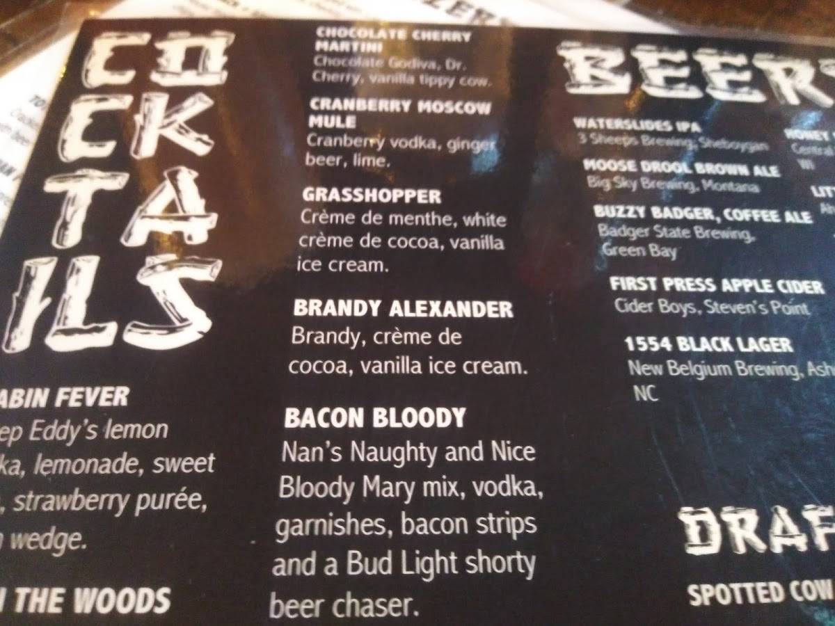 Menu at Log Cabin Inn restaurant, Howards Grove