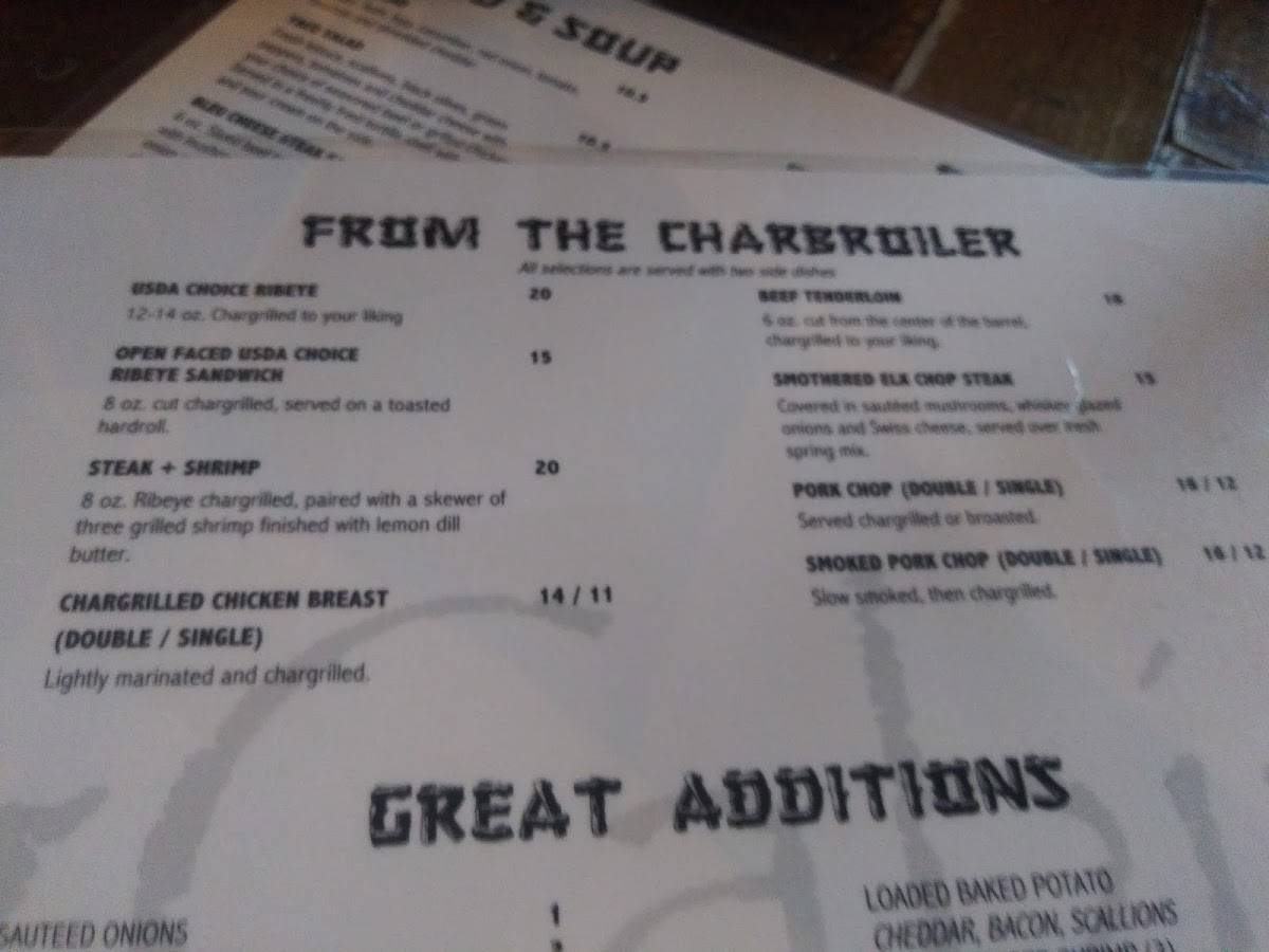 Menu at Log Cabin Inn restaurant, Howards Grove