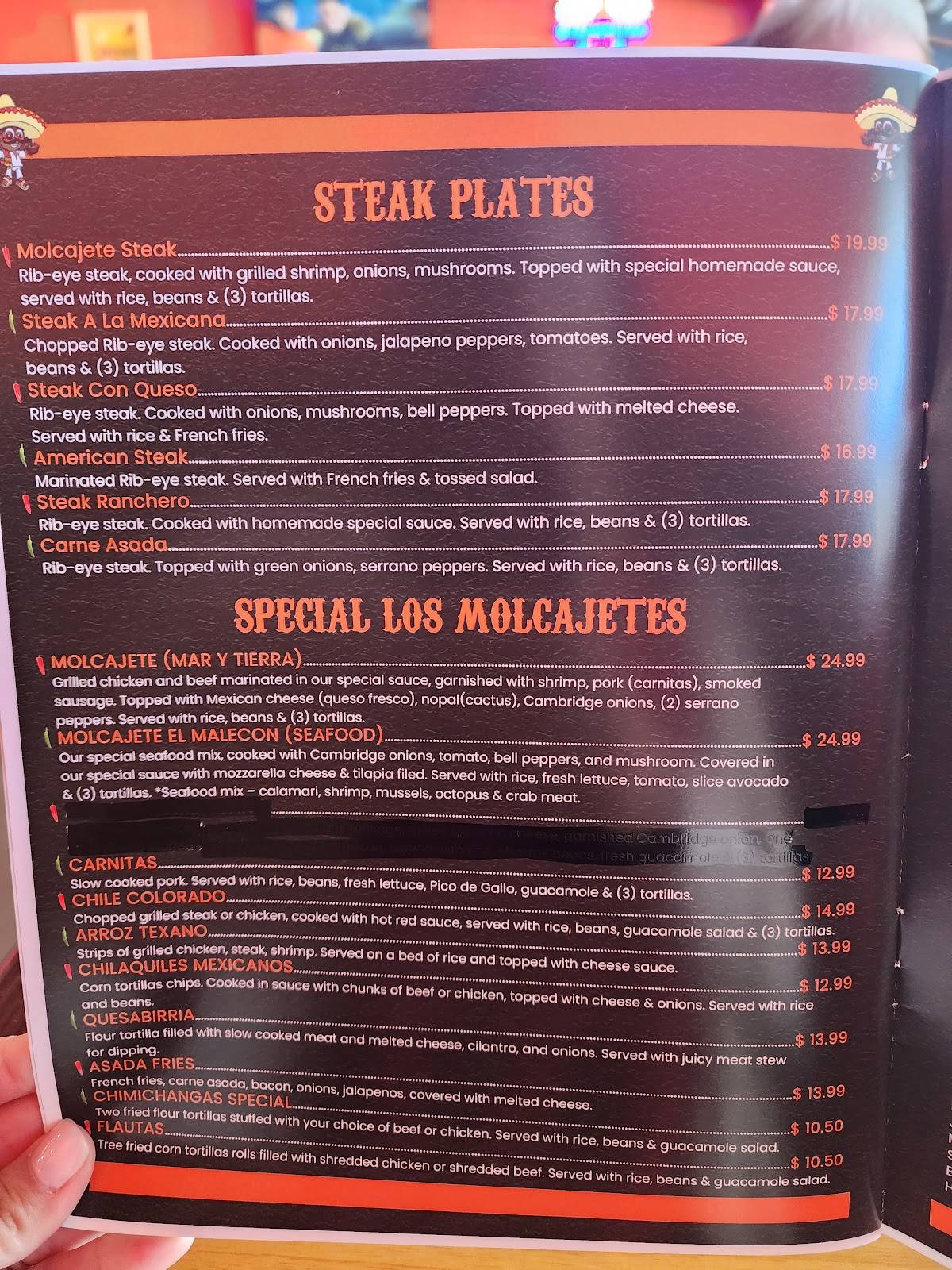 Menu at Los Molcajetes Mexican Restaurant Albany GA, Albany