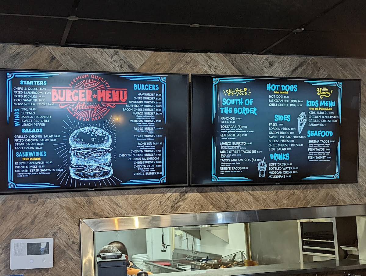 Menu at Marco's Burgers & More restaurant, Mission