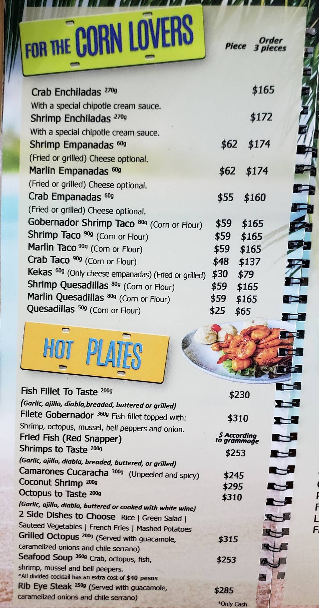 Menu at Mariscos 8 Tostadas restaurant, Puerto Vallarta, Quilla s/n ...