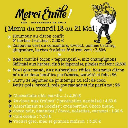 Carta de Merci Émile - Bar & restaurant, Nantes