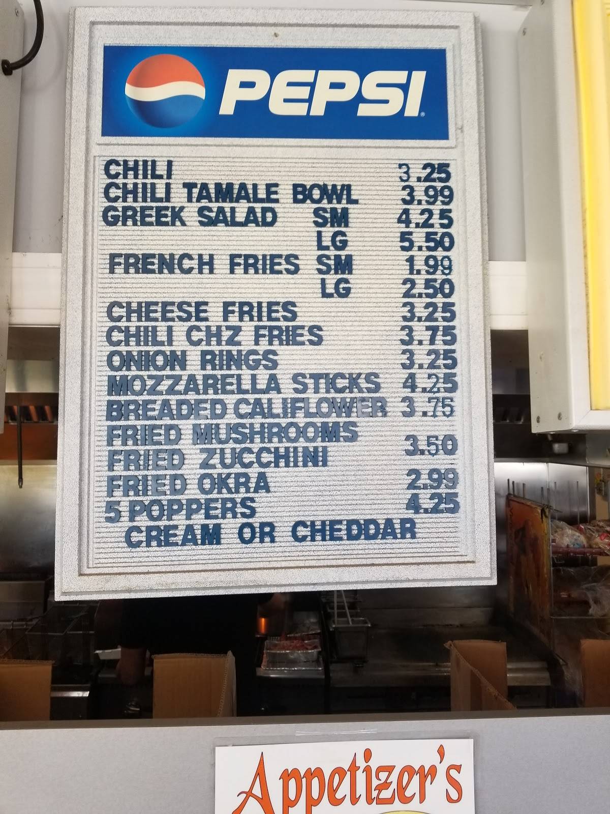 Menu at Mr Goody's restaurant, Griffith