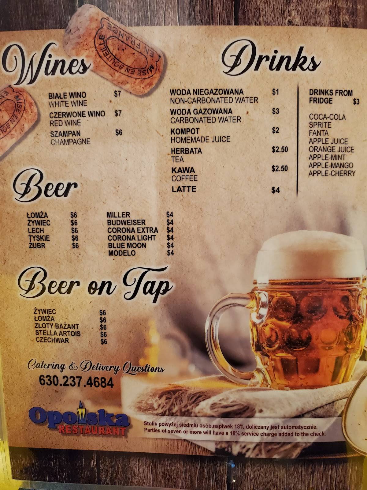 Menu at Opolska Restaurant, Schaumburg