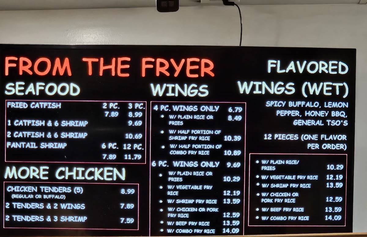 Menu at Original Timmy Chan restaurant, Houston, Martin Luther King Blvd