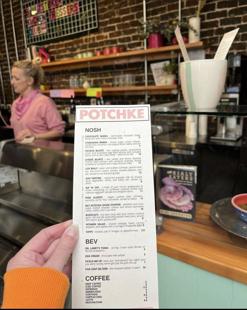Menu at Potchke restaurant, Knoxville