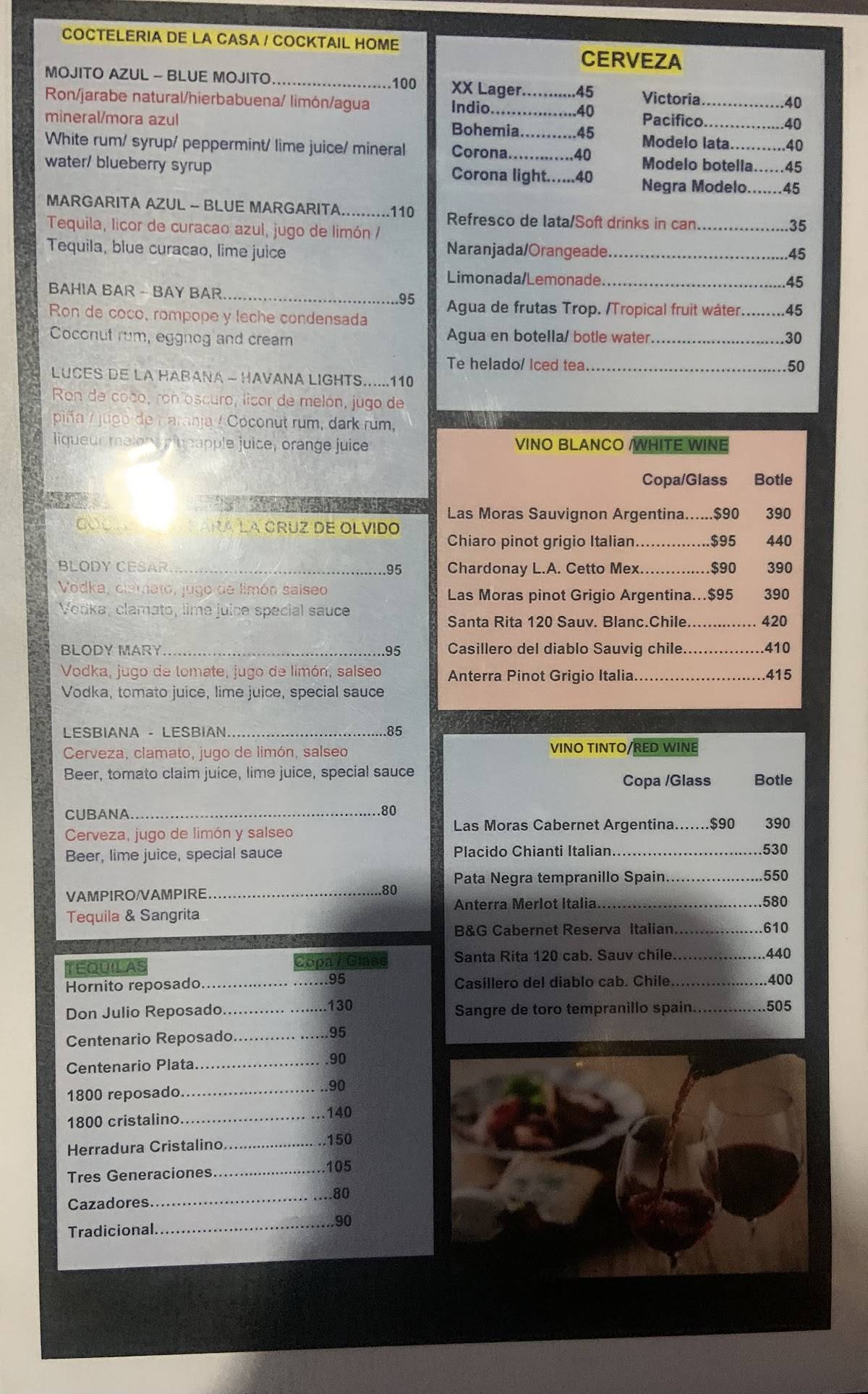Menu at Restaurante Mar y Tierra Ixtapa, Ixtapa