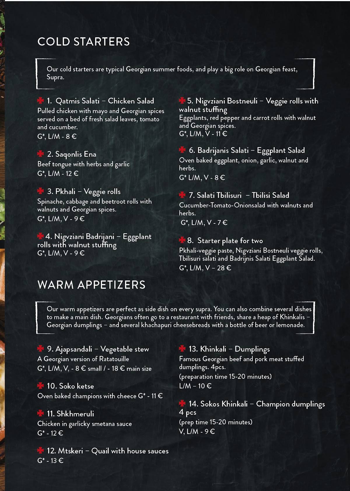 Menu at Restaurant Rioni, Helsinki