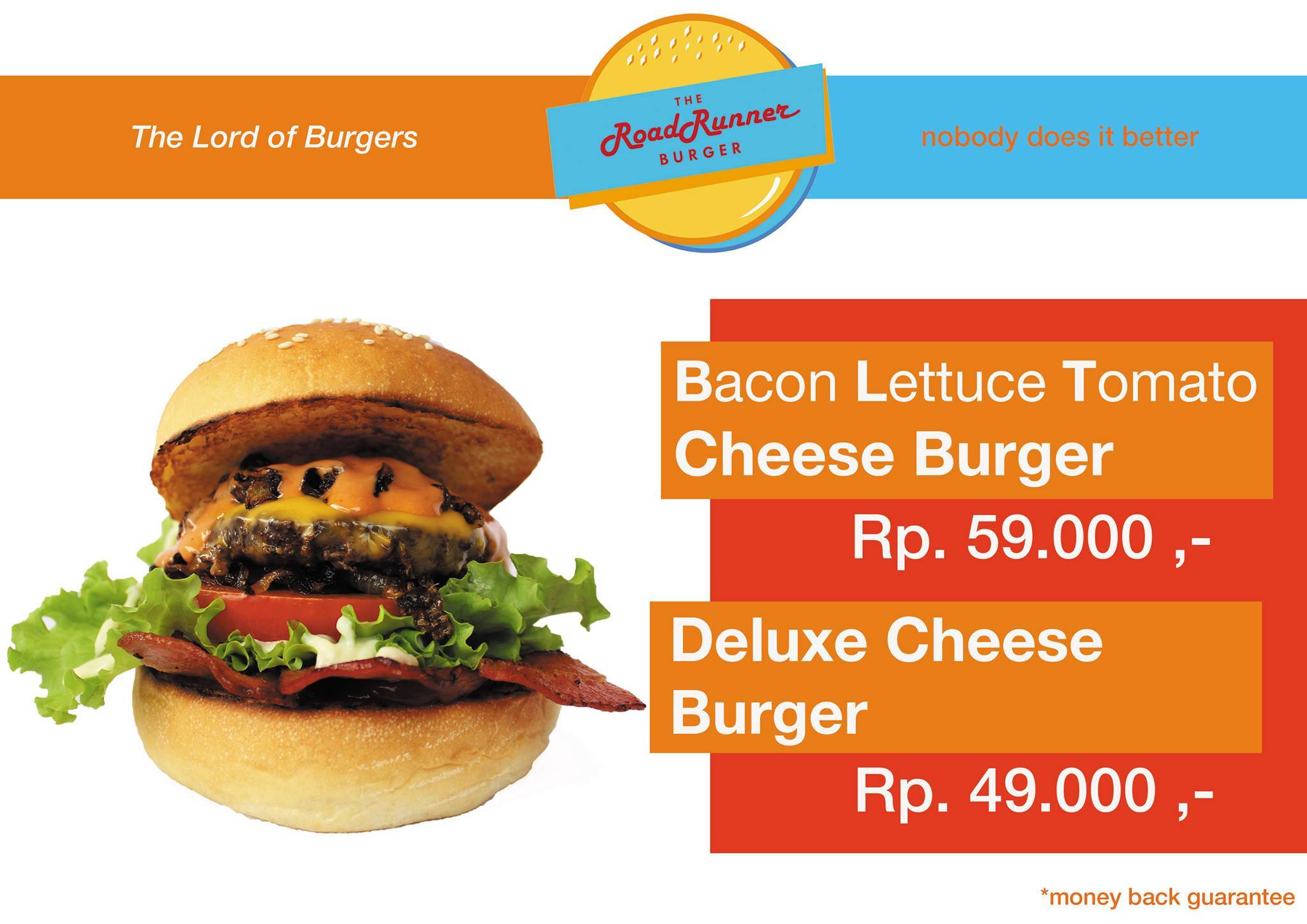 Menu at Road Runner Burger restaurant, Bandung, Jl. Pungkur No. 181