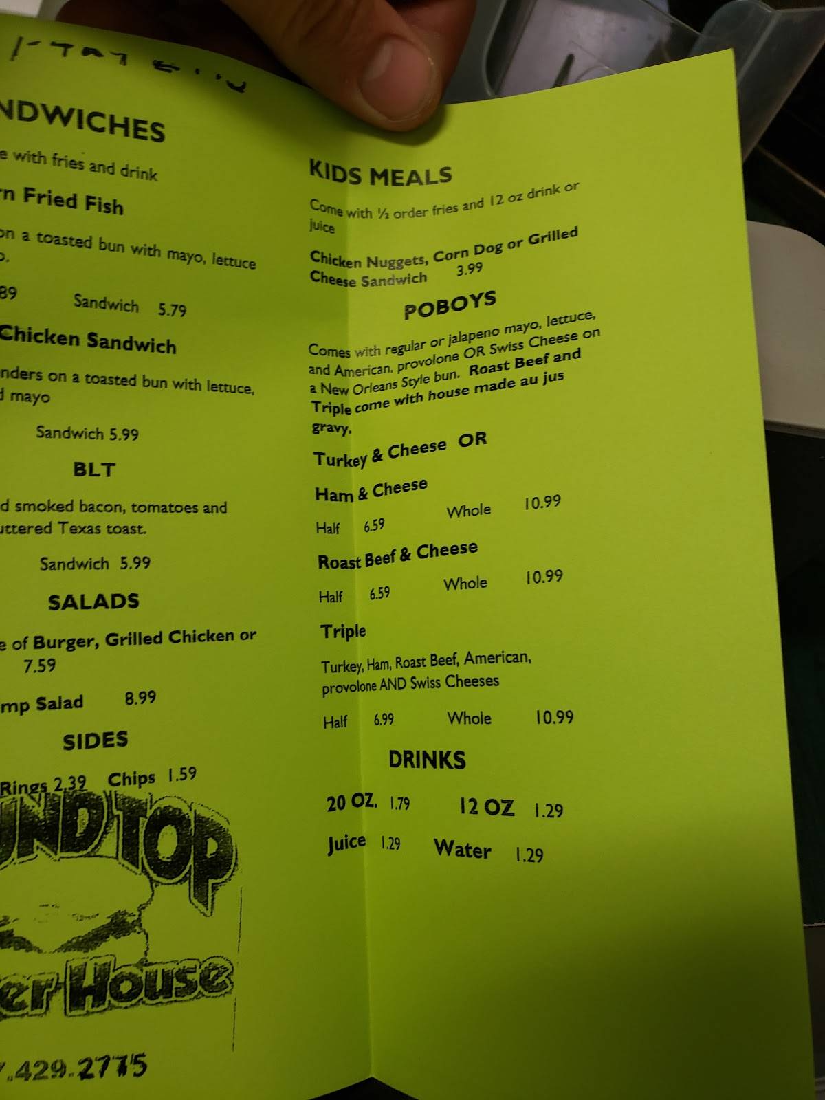 Menu at Round Top Burger House restaurant, Westlake