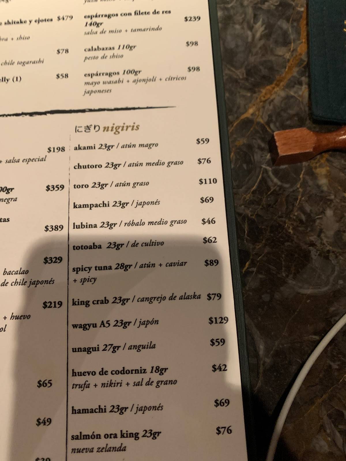 Carta del restaurante Ryoshi Monterrey, Monterrey