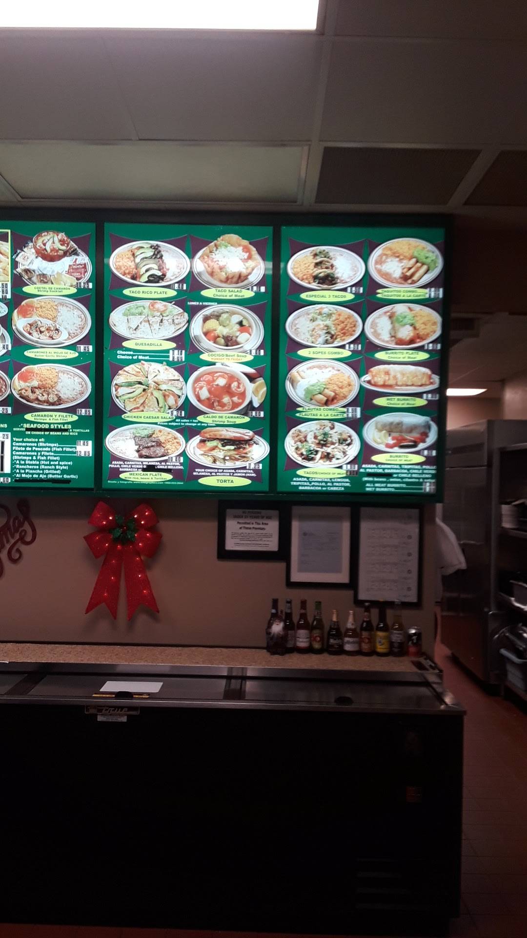 Menu at Tacos Don Nacho restaurant, Oklahoma City