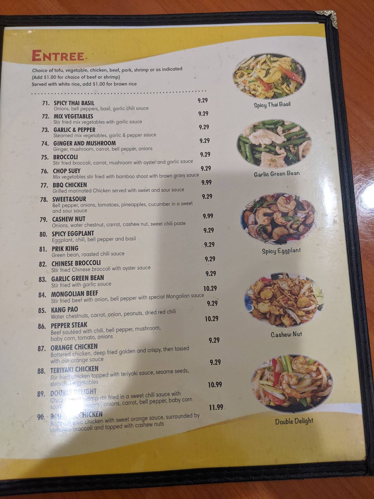 Menu at Thai Hachapi restaurant, Tehachapi