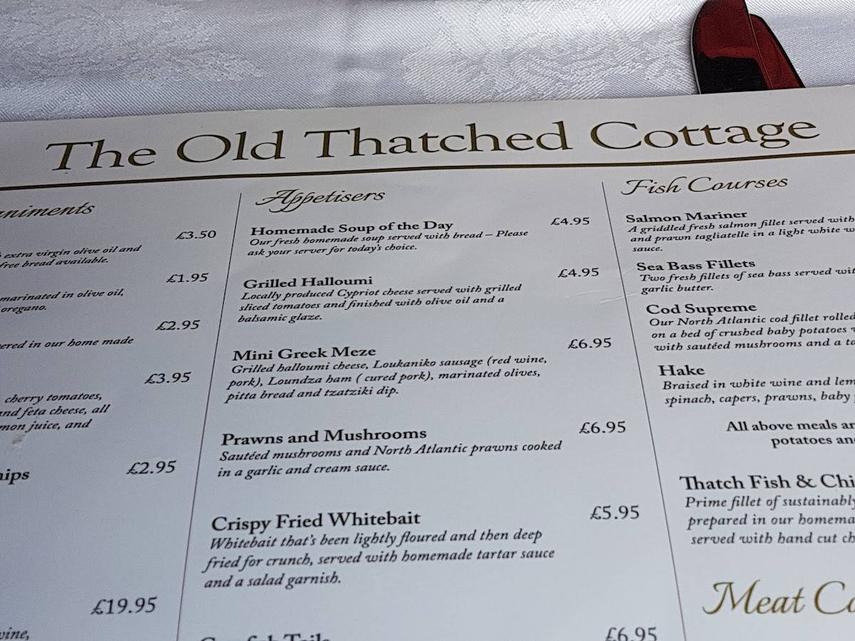 Menu at The Old Thatched Cottage Restaurant, Weston-super-Mare
