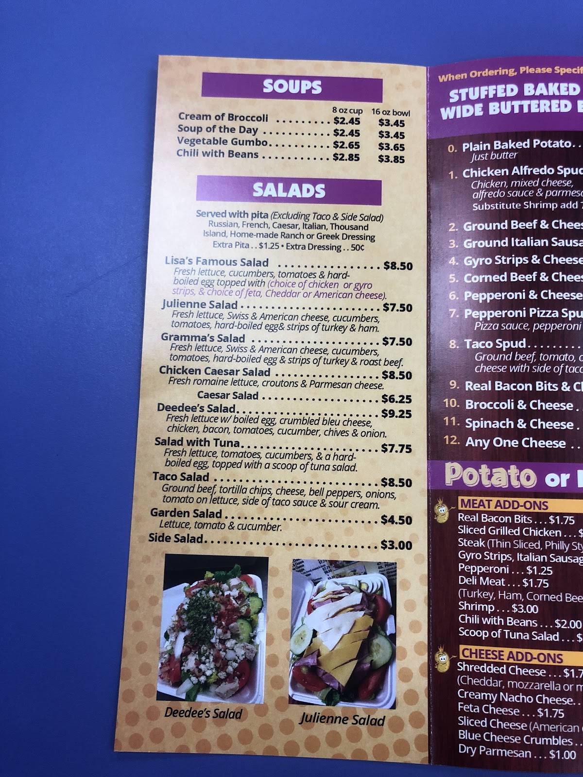 Menu at The Potato Place desserts, Detroit