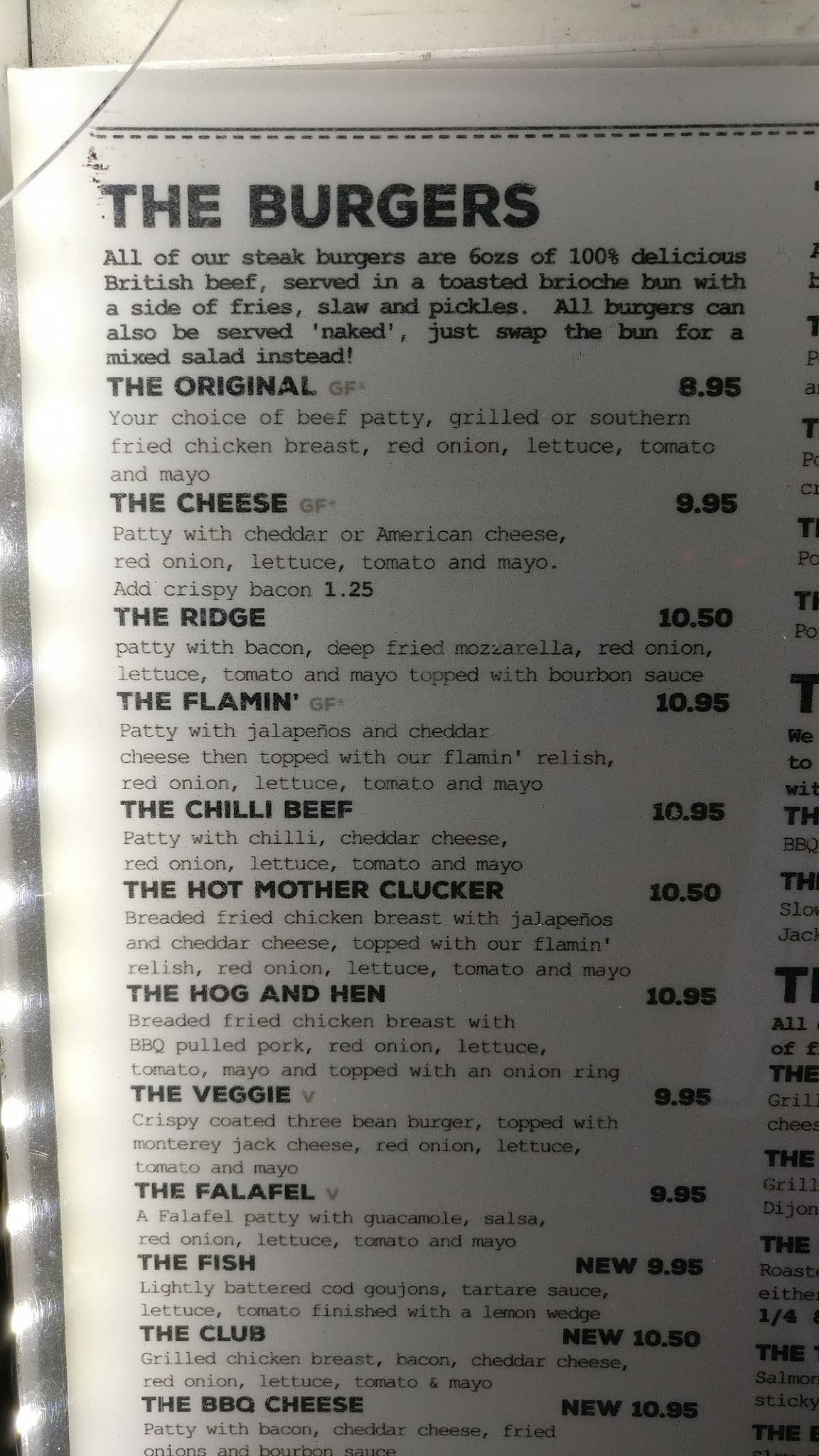 Menu at The Ridge (Shaw Ridge) restaurant, Swindon