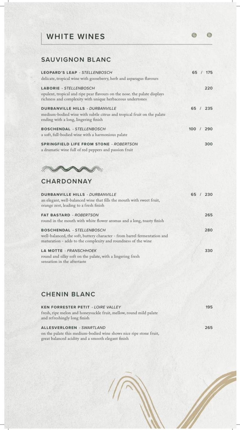Menu at Tribes restaurant, Kempton Park, Emperors Palace Casino