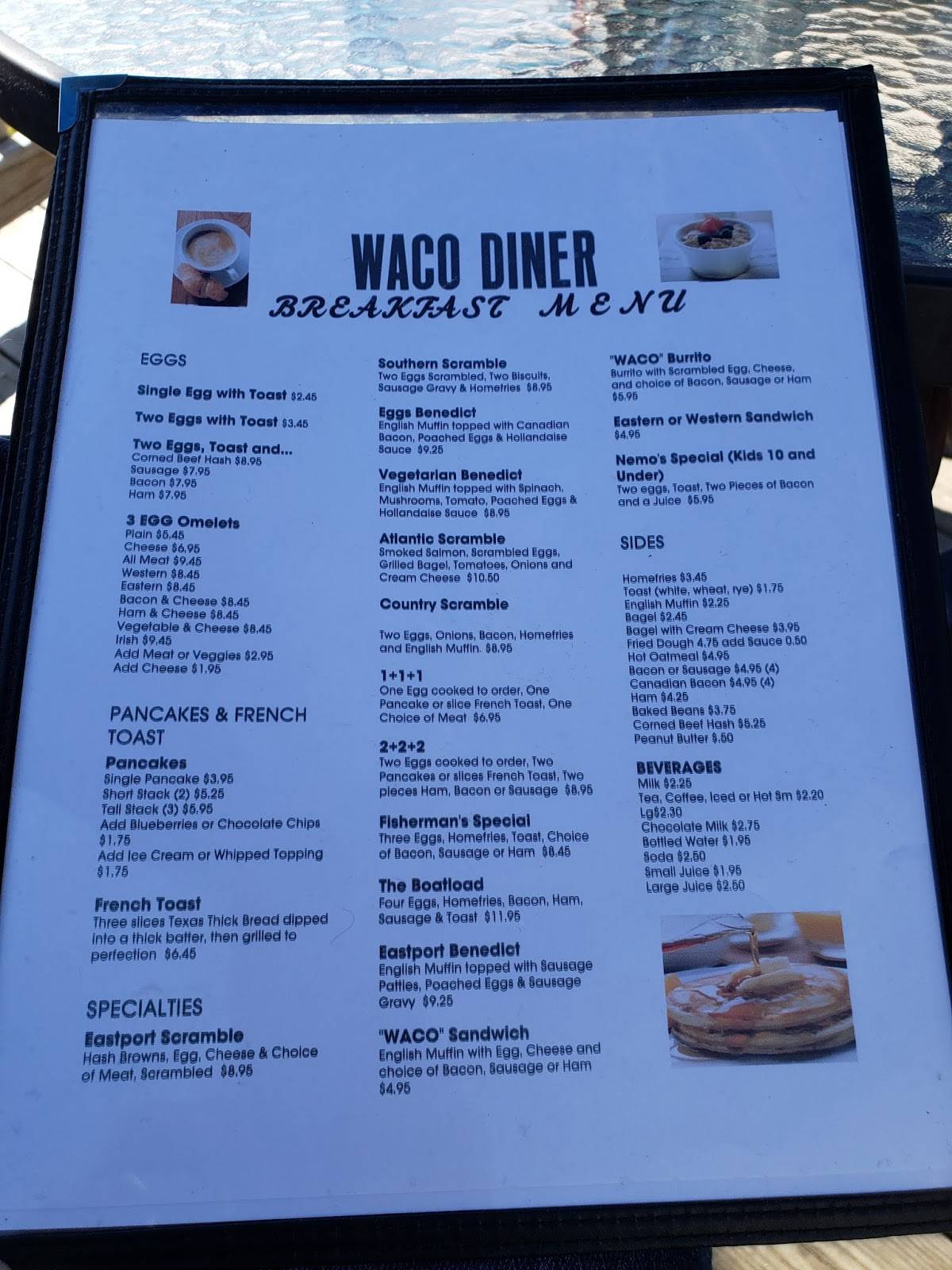 Menu at WaCo Diner restaurant, Eastport